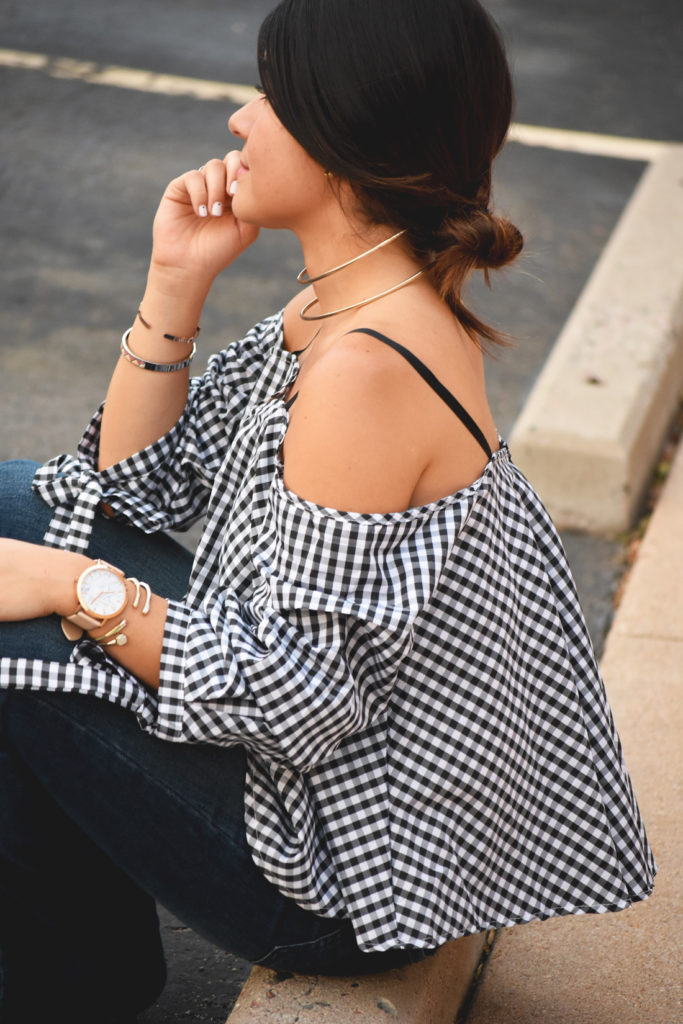 OFF THE SHOULDER GINGHAM TOP - CHIC TALK