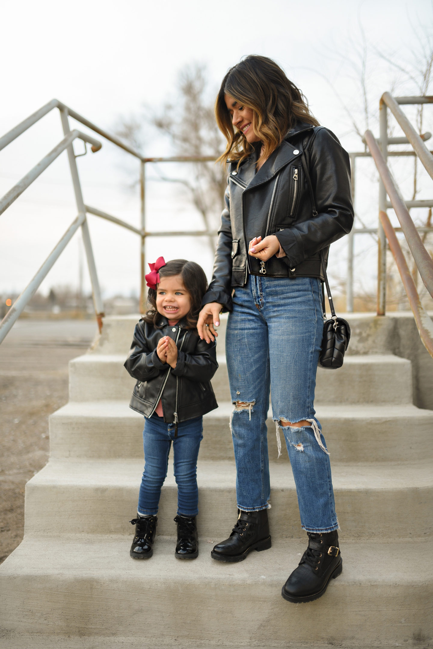 MATCHING BIKER JACKET OUTFITS FOR MOM AND DAUGHTER - CHIC TALK